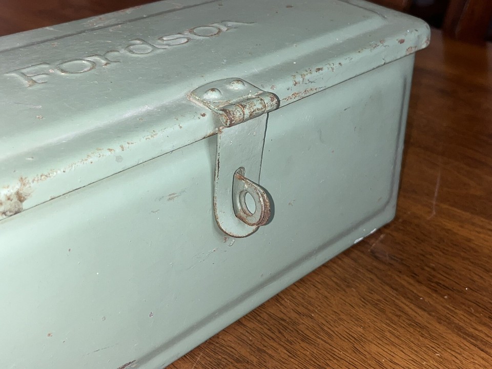 Antique Ford Fordson Green Steel Diesel Tractor Tool Utility Box Lid ...