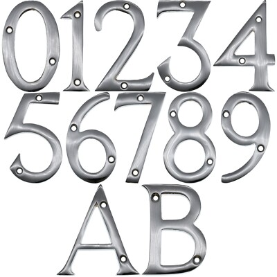 Chrome Door Numbers 3" 75 mm Polished Solid House Flat Apartment ...