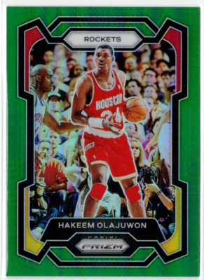 HAKEEM OLAJUWON 2023-24 Panini Prizm GREEN Parallel No. 191 Rockets HOF ...