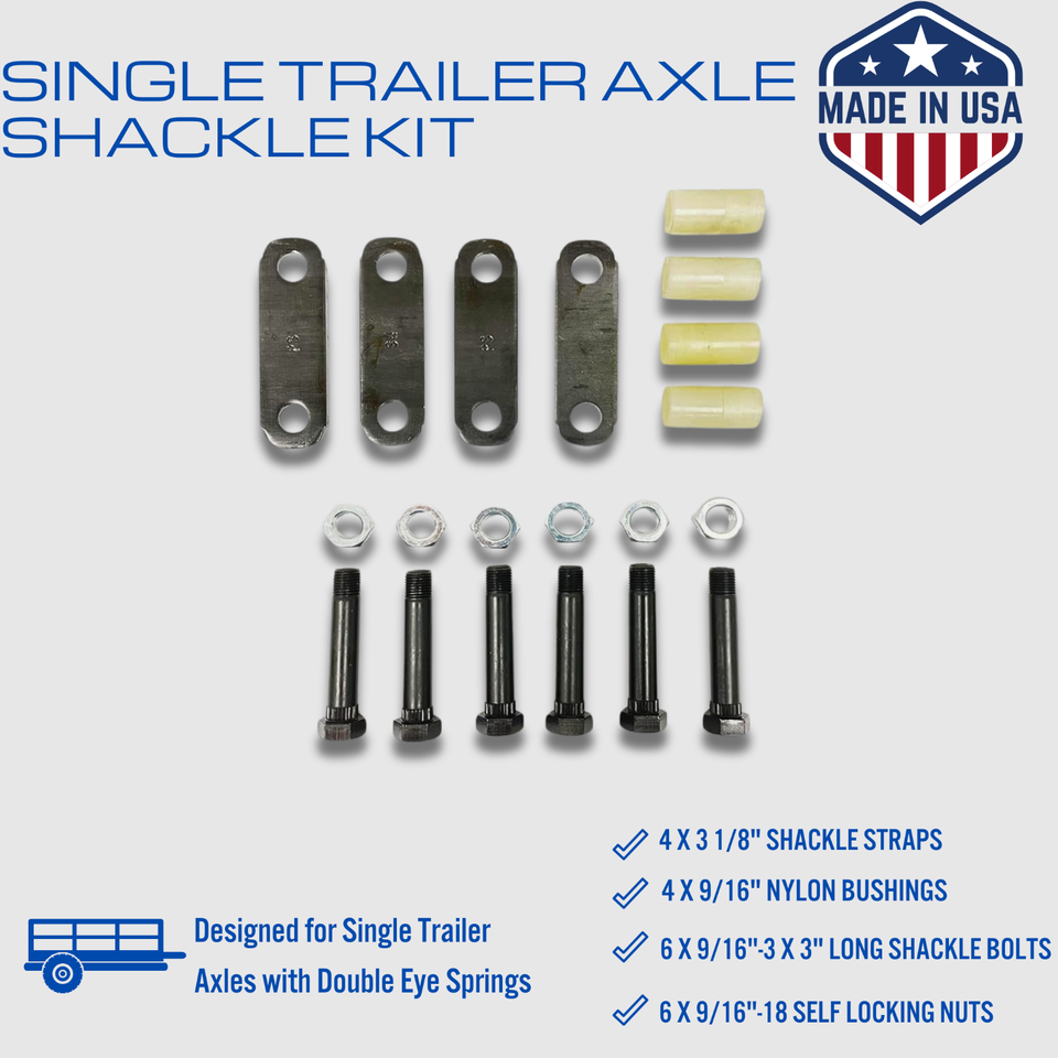 USA Made 2,000 lbs. Trailer Axle Suspension Kit (Leaf Springs, Shackle ...