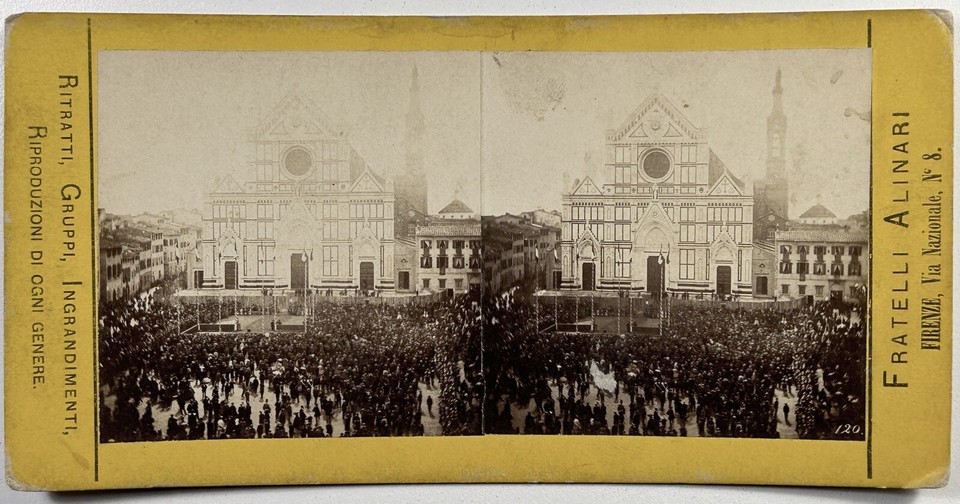 Italy Florence Basilica Santa Croce c1865 Photo Stereo Alinari Vintage ...