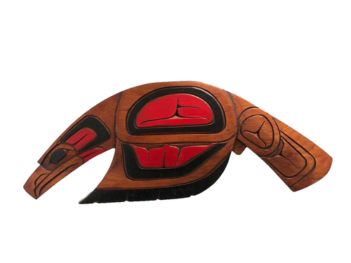 Pacific Northwest Raven Hand Painted Carving signed Frank Charlie Wall ...