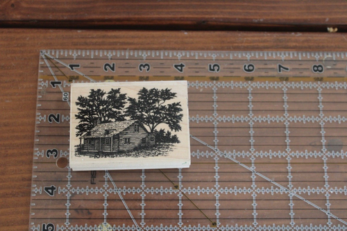 STAMPSCAPES Wood Rubber Stamp CABIN Forest House Country Trees 140E | eBay