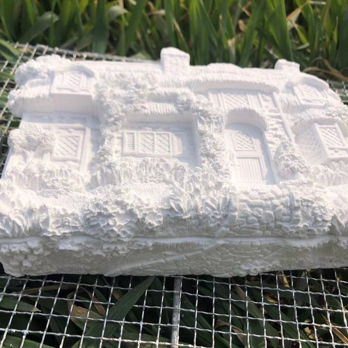 White plaster rose flower hut storage box hand-painted DIY semi ...
