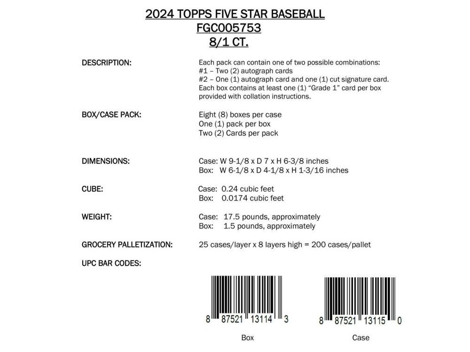 2024 Topps Five Star Baseball Hobby Box 887521131143| eBay