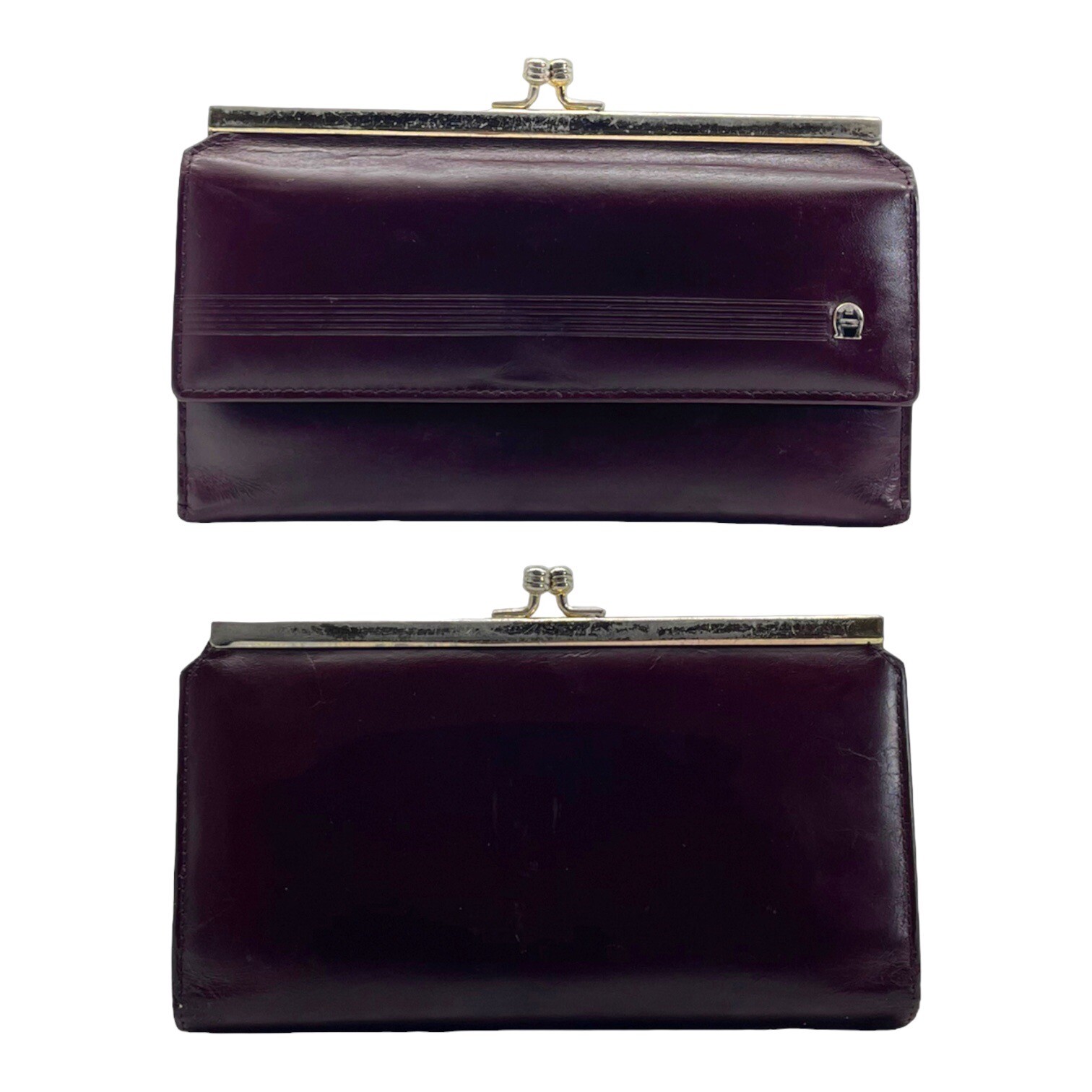 Vintage 60s 70s ETIENNE AIGNER Large Leather Wallet Kisslock Coin Purse ...