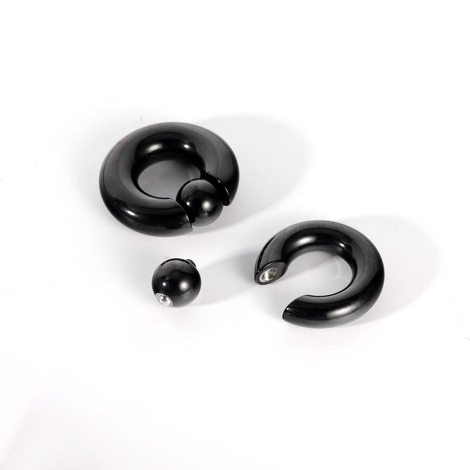 1 Pair Surgical Steel Captive Bead Nose Rings Large Ear Gauge Septum ...