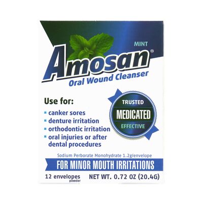 Amosan Oral Wound Cleanser Denture and Orthodontic Irritation Canker ...