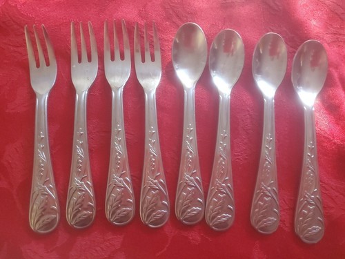 Lot 8 (4 )Forks (4) Spoons Child Size Flatware Silverware EUC | eBay