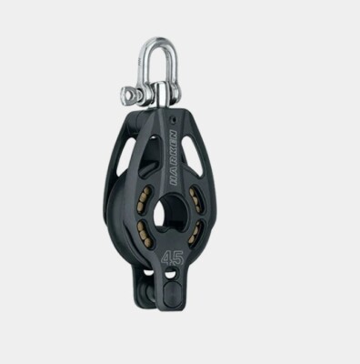 Harken 3392 45mm Single Black Magic Sailboat Block Pulley with Becket ...