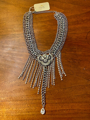 Dena G Silver and Rhinestone Bohemian Chocker Necklace Vintage ...