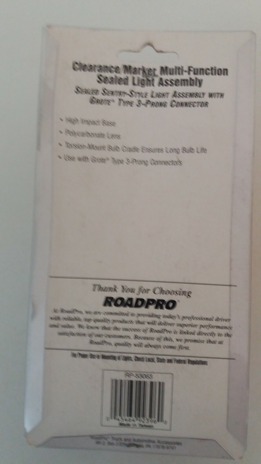 NEW ROADPRO RP-53063 LIGHT WITH 3-PRONG GROTE TYPE CONNECTOR AMBER LENS ...