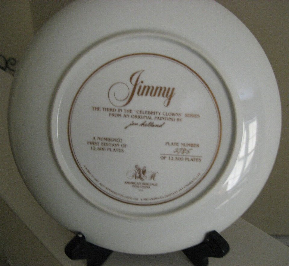 JON HELLAND CELEBRITY CLOWNS COLLECTOR PLATE - JIMMY DURANTE - GD USED ...