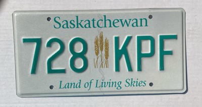Saskatchewan Canada License Plate #728 KPF Wheat "Land of Living Skies ...