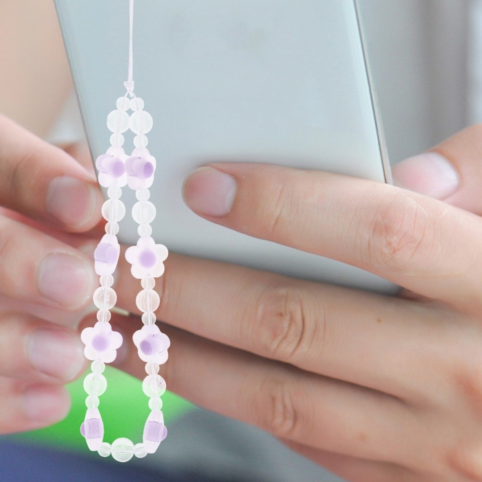 Mobile Phone Beaded Lanyard Accessory with Clip-on Charm Chain Cell ...