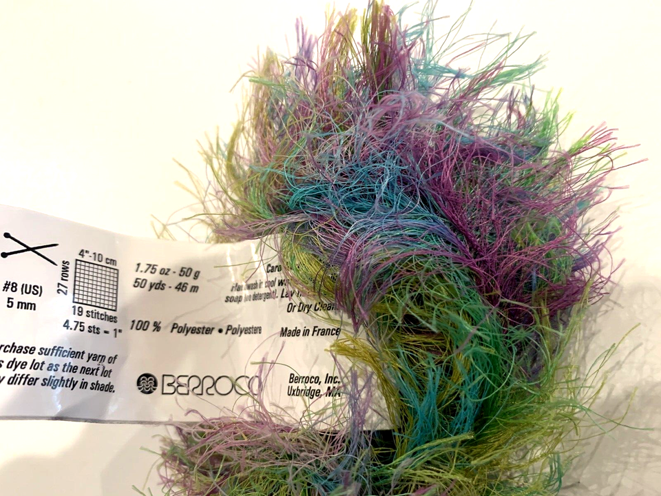 5 Hanks BERROCO ZAP Colors Eyelash Yarn #3452 Multicolor 50gms Dye lot ...