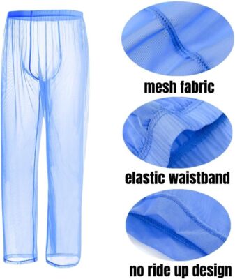 Mens Mesh See Through Pajama Sheer Lounge Lightweight Tranparent pajama ...