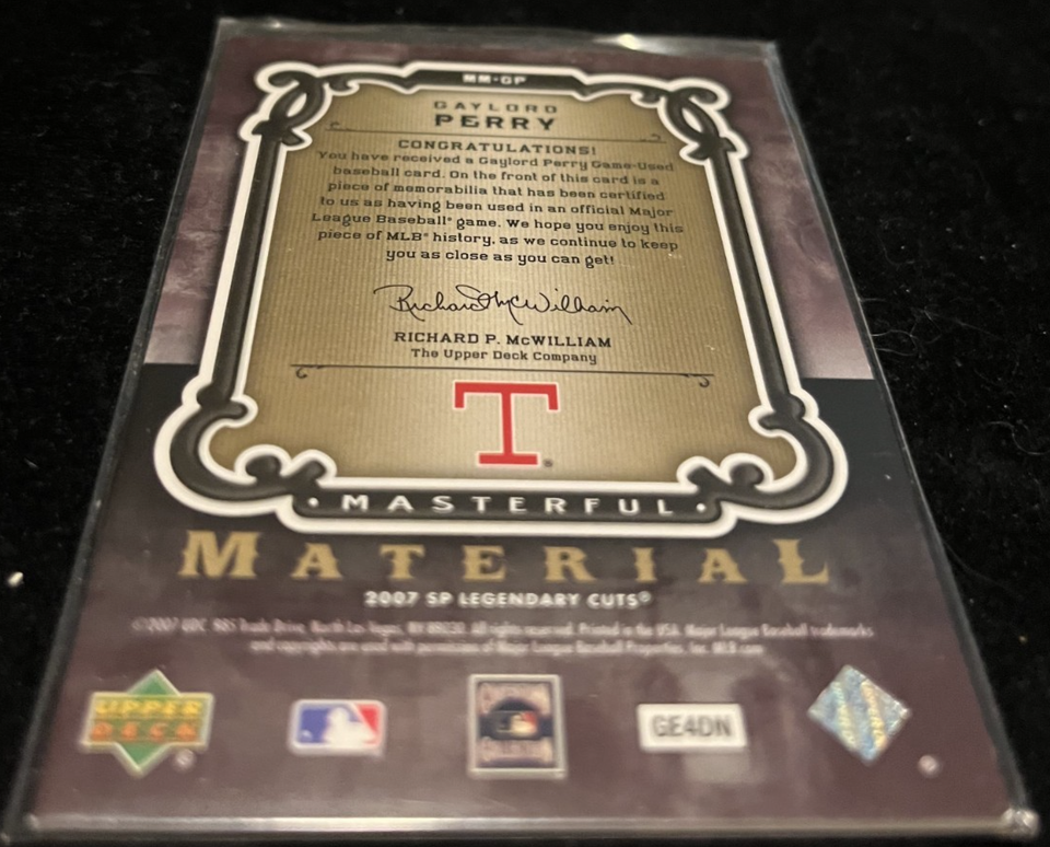 Gaylord Perry Texas Rangers 2007 UD Masterful Materials #MM-GP | eBay
