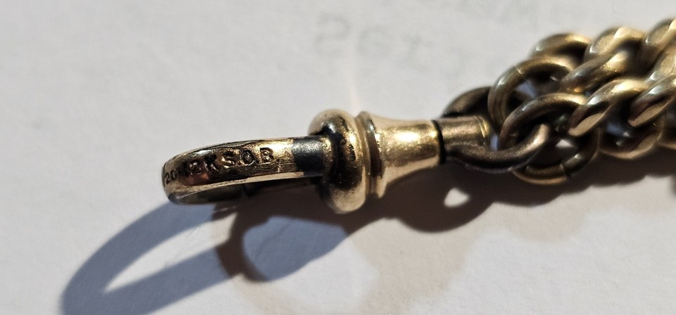 Antique 12k Gold Filled Pocket Watch Chain Link 16g 1/20 S.O.B. 6'' 12 ...