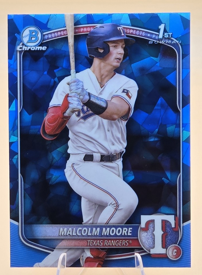 2025 Bowman Chrome SAPPHIRE (blue) Malcolm Moore #BCP-129 *1st* ~Texas ...