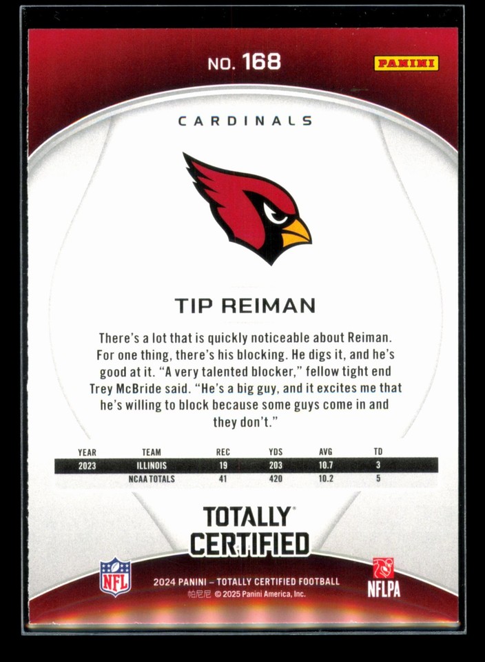 2024 Panini Totally Certified - Rookies Tip Reiman #168 Mirror (RC ...