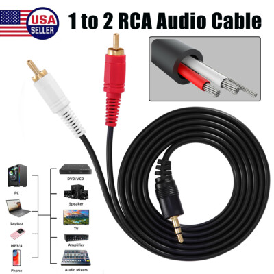 3.5mm Stereo Female Jack to 2 Male RCA to Headphone Plug Adapter Y ...