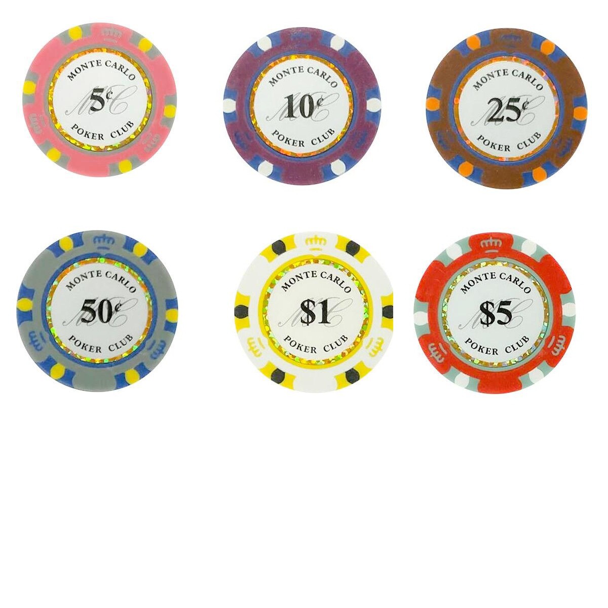 MICRO STAKES CASH GAME Monte Carlo Smooth Poker Chips Bulk 5 Cent/10 ...