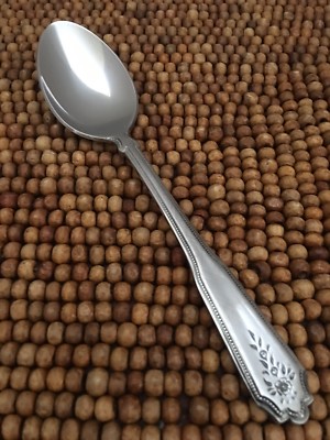 Rogers Co Stainless BRENTWOOD Black Beaded Burnished Floral TEASPOON 6 ...