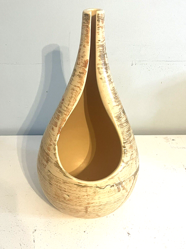 Vtg MCM Teardrop Hull Art Pottery Continental Persimmon Vase Planter 14 ...