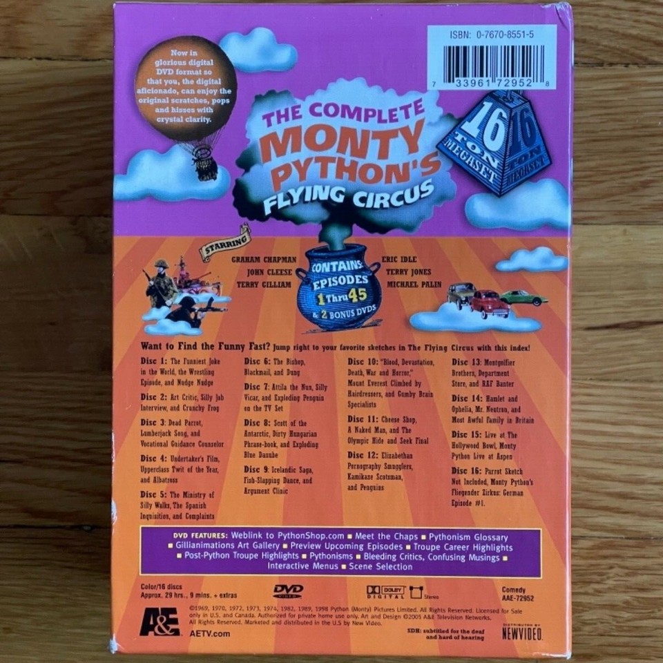 16 Ton Megaset DVD Box Set The Complete Monty Python's Flying Circus ...