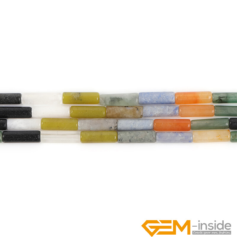 Natural Assorted Stones Tube Spacer Loose Beads For Jewelry Making ...