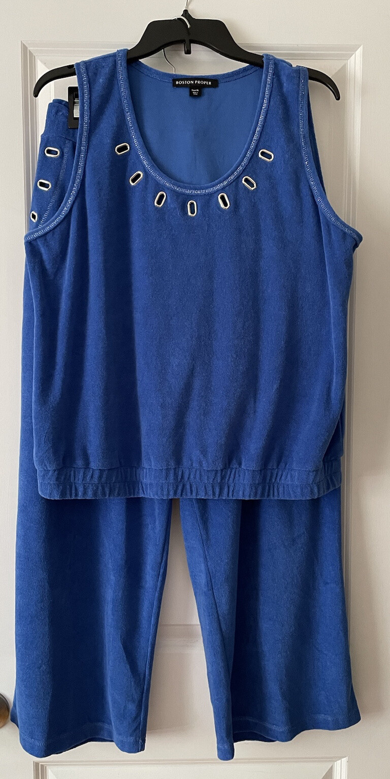Boston Proper Grommet Blouson Crop Loop Terry Cloth S… - Gem