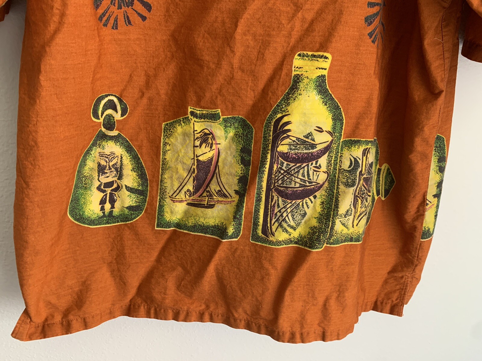 XL Rust Blue Island Ship In A Bottle Hawaiian Tiki Statue Tropical ...