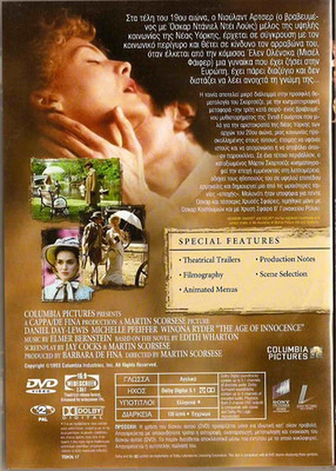 THE AGE OF INNOCENCE (Daniel Day-Lewis, Michelle Pfeiffer, Winona Ryder ...
