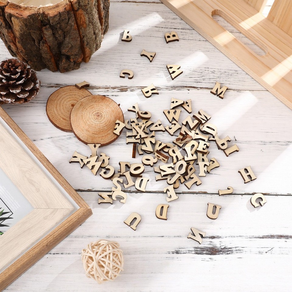 100 Pcs Wood Letters Wooden Alphabet Letters Pieces for DIY Crafting ...