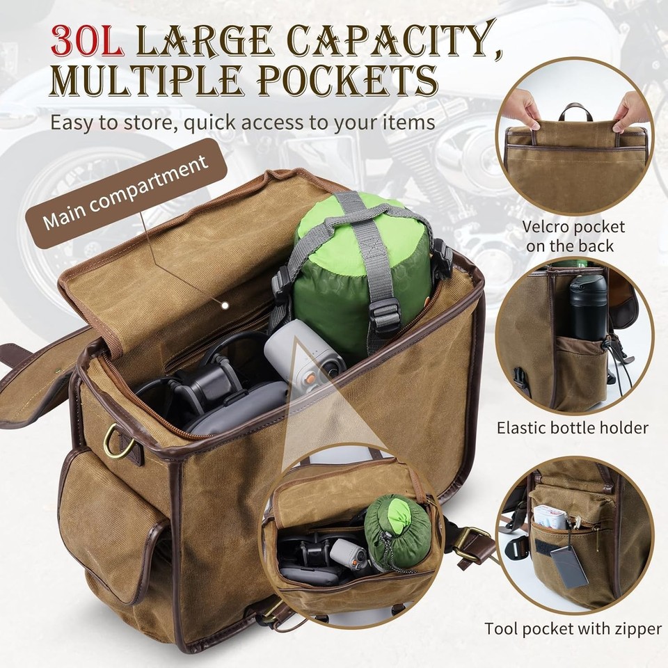Canvas Universal Motorcycle Saddlebags Side Throw Over Saddle Bags ...