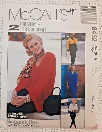 McCall's Sewing Pattern 8452 Misses' Top & Pull-On Pants & Skirt UNCUT ...