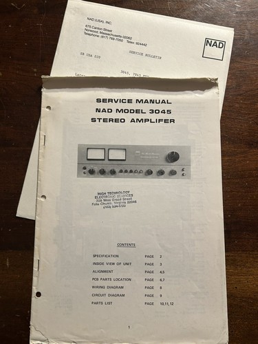 NAD 3045 Stereo Amplifier Amp Service Manual Original OEM Vintage | eBay
