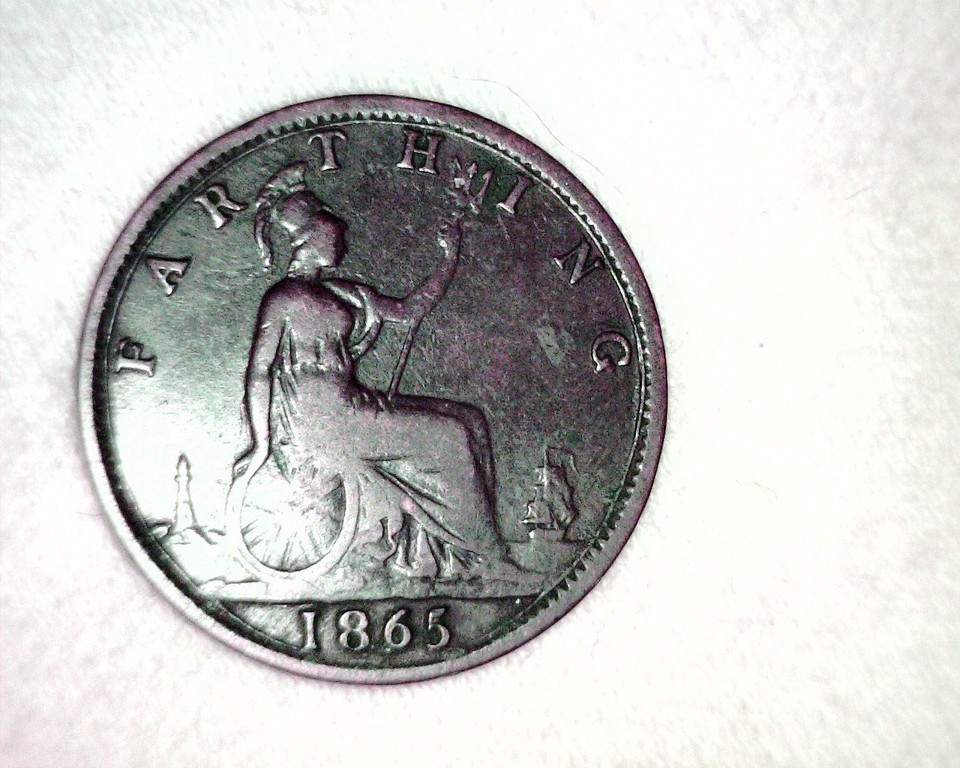 1865 Great Britian, Farthing, High Grade Circulated Copper Coin, (UK-8 ...