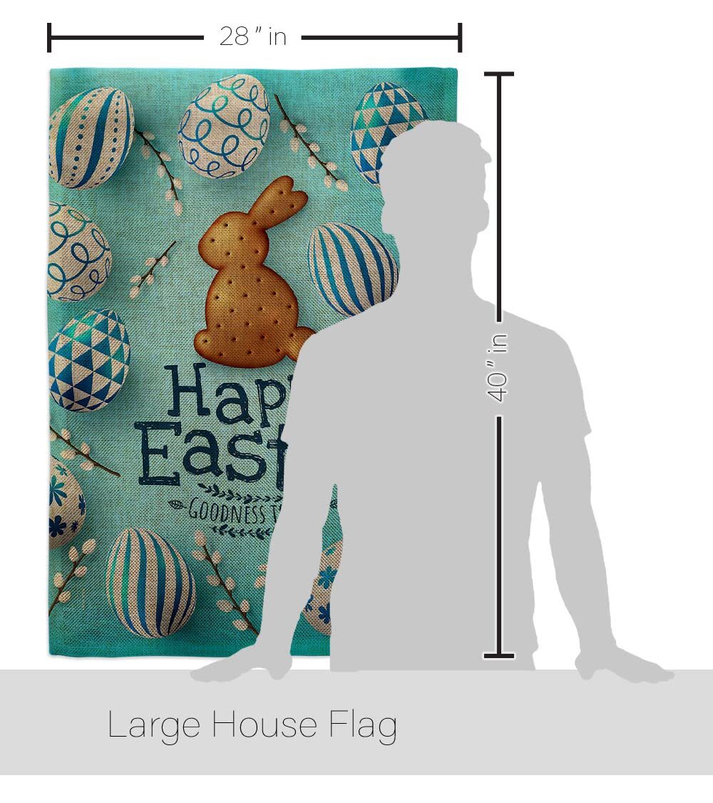 Easter Goodness Burlap House Flag Dowel Set Spring Happy Bunny Egg ...