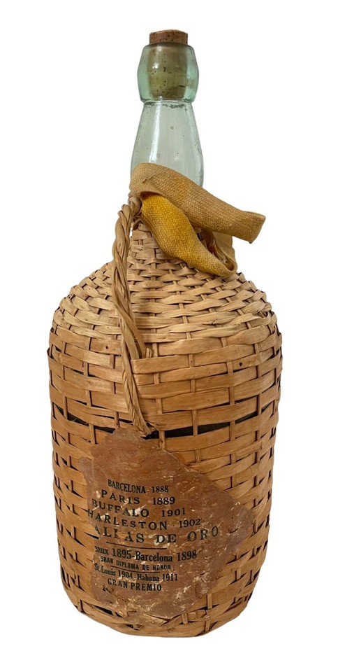 Vintage Wicker Wrapped Ron Bacardi Superior Puerto Rican Rum Bottle 14. ...