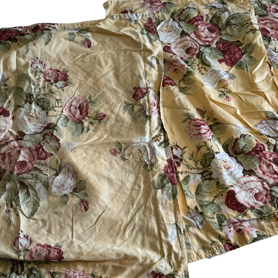 Set 2 Ralph Lauren Yellow Floral 28” Euro Shams French Country Cottage ...