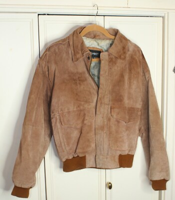 Vintage Comint Soft Sued Leather Bomber JACKET Mens Sz M Brown zippered ...