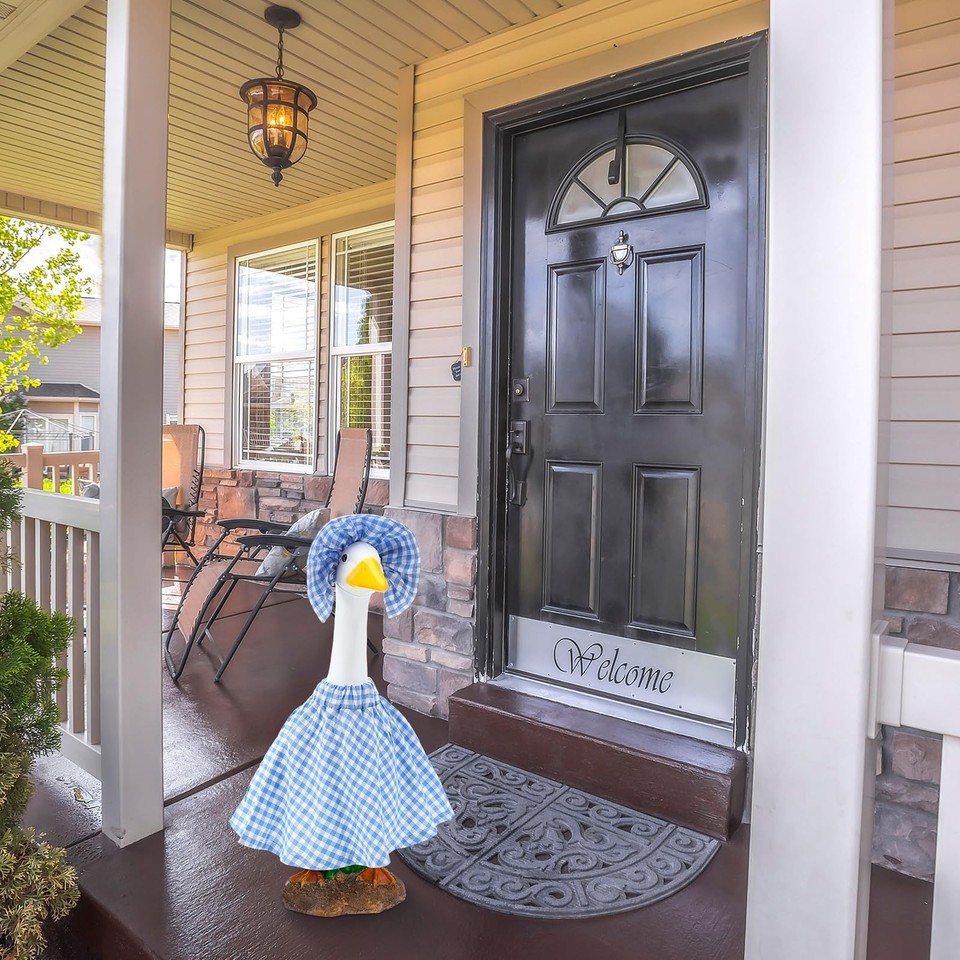 Blue and White Gingham Wizard Goose Outfit Porch Geese Clothes Dress ...