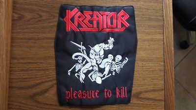 KREATOR,PLEASURE TO KILL,SEW ON WHITE AND RED EMBROIDERED LARGE BACK ...