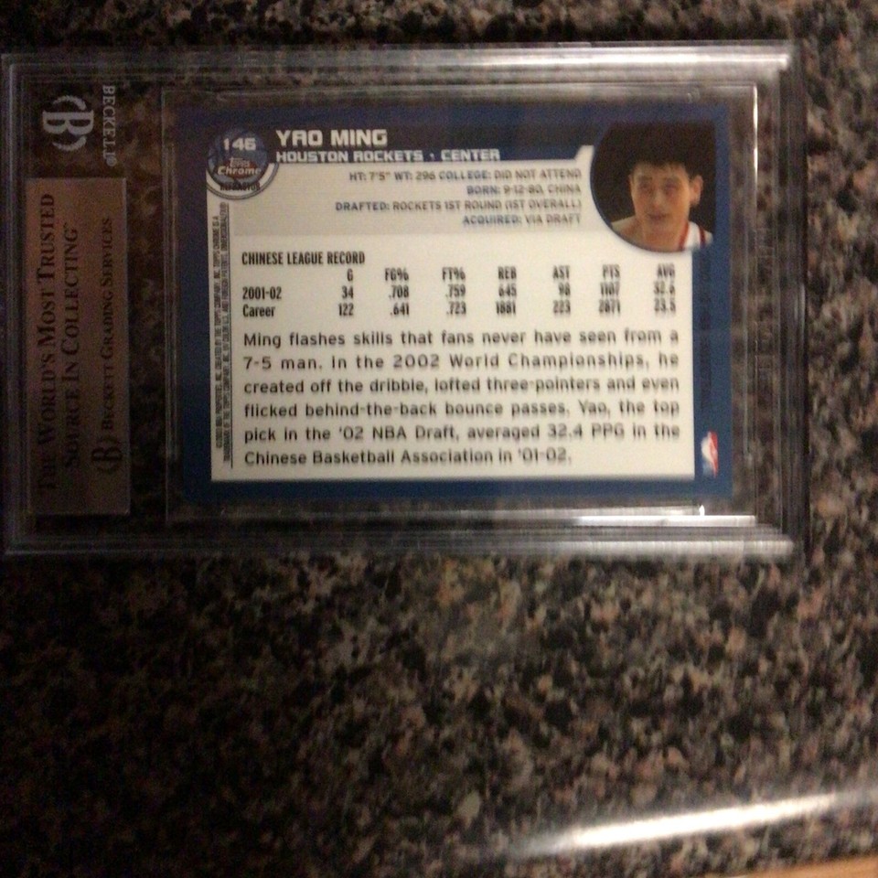 2002-03 Topps Chrome Refractor Yao Ming ROOKIE RC #146 Beckett 8 Nr ...
