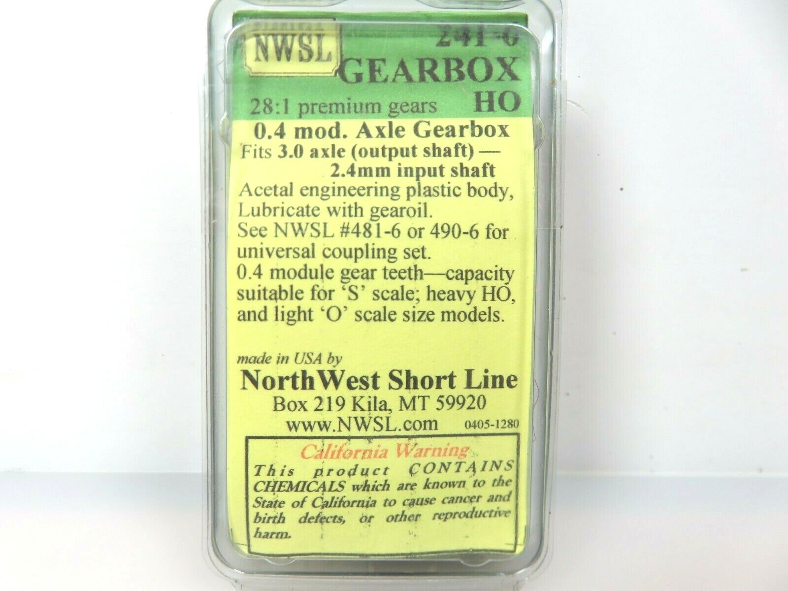 Northwest Short Line #241-6 NWSL 0.4 Mod 28-1 Non-Idler Gearbox Kit 3mm ...