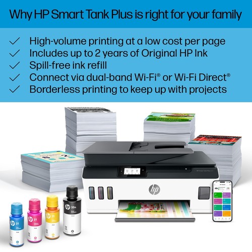 HP Smart Tank Plus 651 Thermal Inkjet All-In-One Printer - White for ...