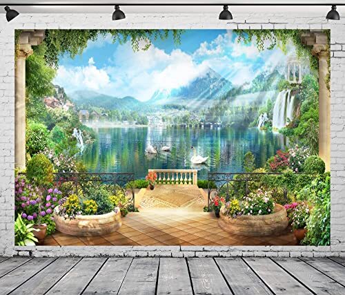 5x3ft Retro Garden Terrace Backdrop Balcony Scenery Photography ...