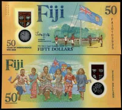 Fiji 50 DOLLARS P-121 2020 Commemorative UNC Fijian Independence ...